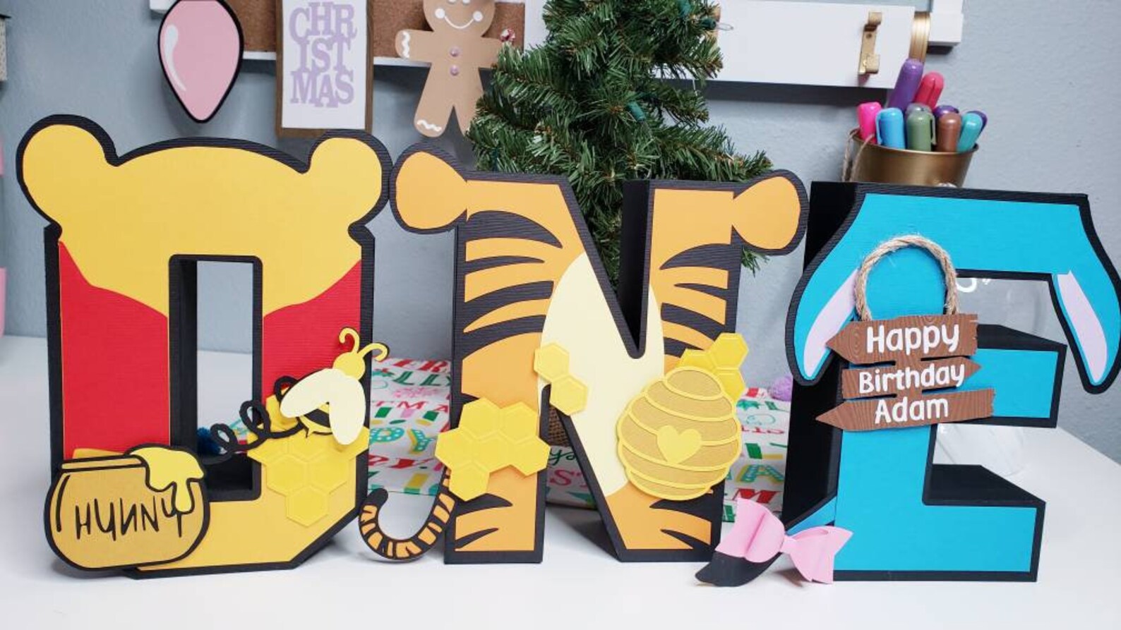 Bear 3D Letters, Pooh Birthday Banner, Pooh Cupcake Topper, Pooh ...