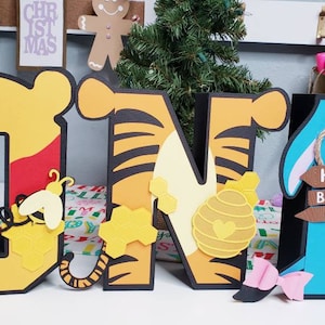 Bear 3D Letters, Pooh Birthday Banner, Pooh Cupcake Topper, Pooh ...