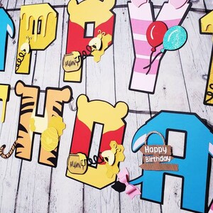 Bear 3D Letters Pooh Birthday Banner Pooh Cupcake Topper - Etsy