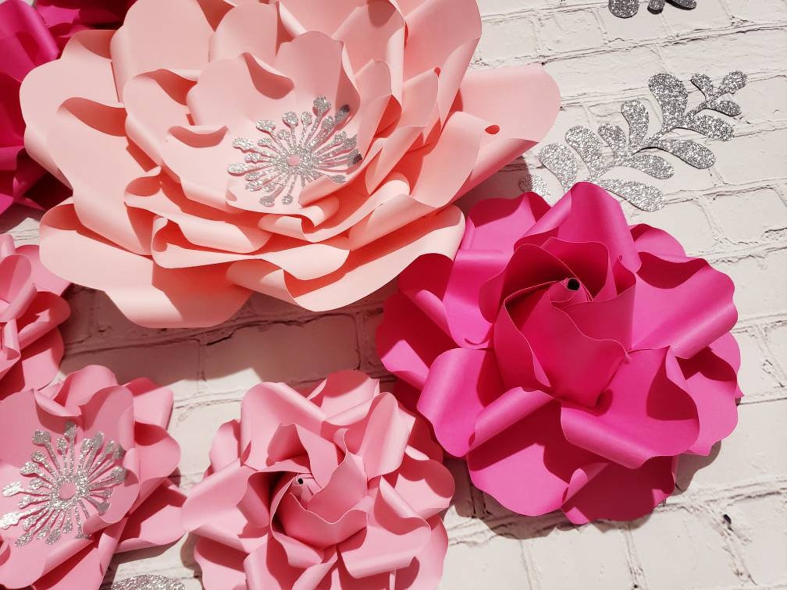 12 Piece Paper Flowers Set Nursery Wall Decor Floral | Etsy