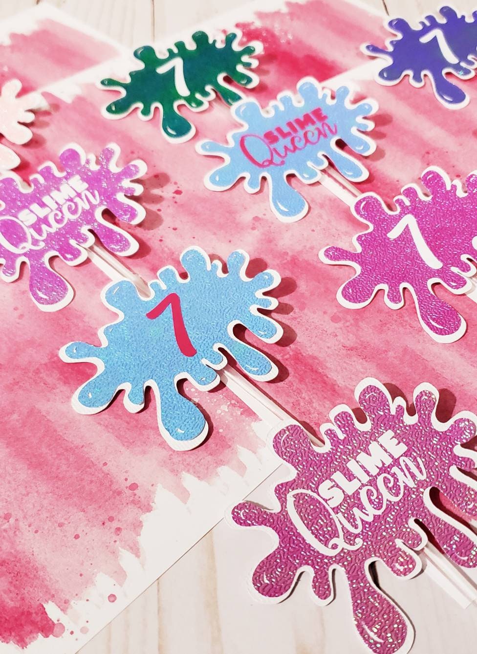 12 Slime Cupcake Toppers Slime Queen Party Slime Party - Etsy