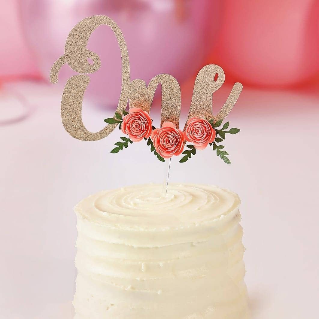 Party Supplies Floral Birthday Party Cake Topper-one cake topper girl ...