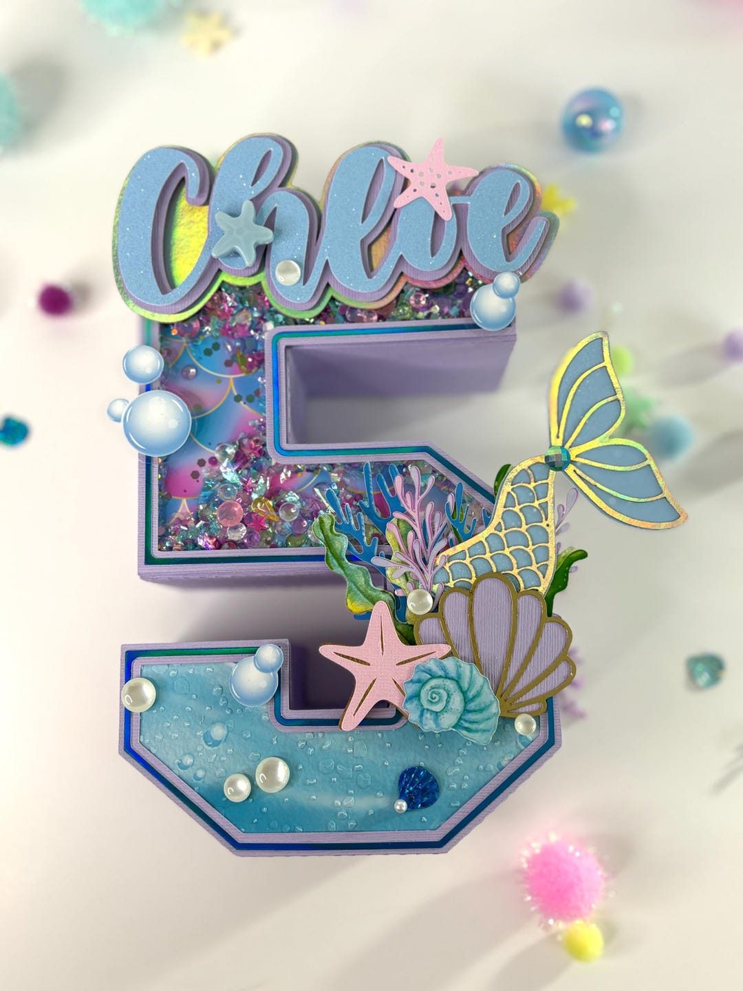 Mermaid 3D Letter, Under the Sea Party Decor, Shaker Letter - Etsy