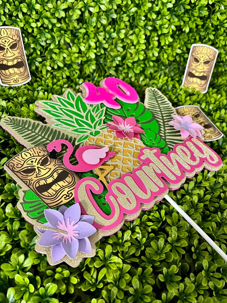 Luau Cake Topper, Luau Party, Hawaiian Centerpiece, Hawaiian Cake ...