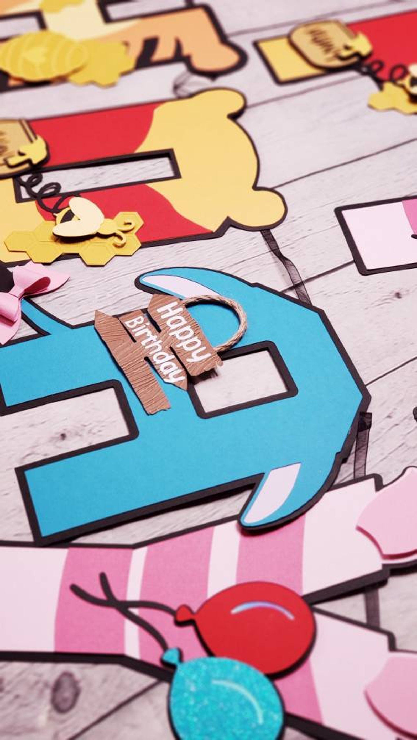 Bear 3D Letters, Pooh Birthday Banner, Pooh Cupcake Topper, Pooh ...