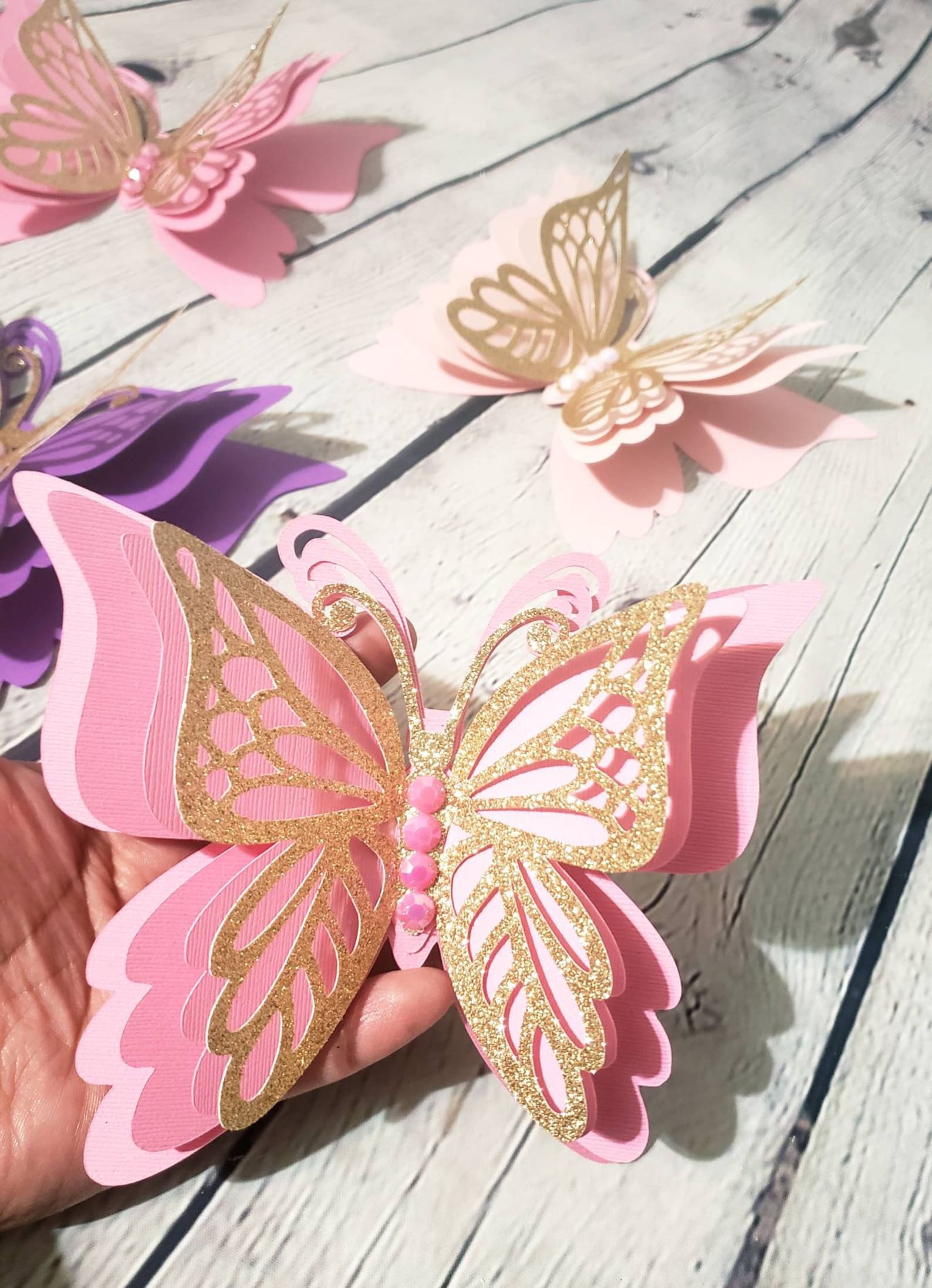 Mariposa 3D con purpurina, decoración para fiestas, decoración infantil ...