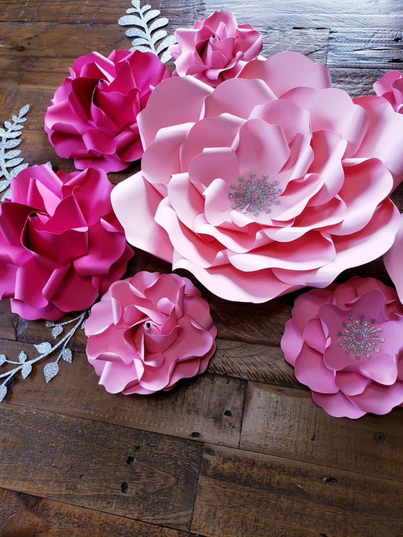 12 Piece Paper Flowers Set Nursery Wall Decor Floral | Etsy