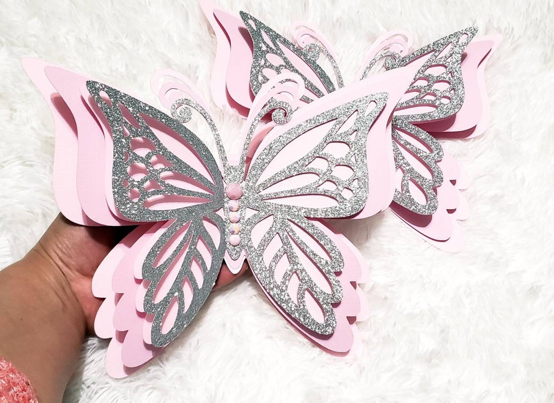 Mariposa 3D con purpurina, decoración para fiestas, decoración infantil ...