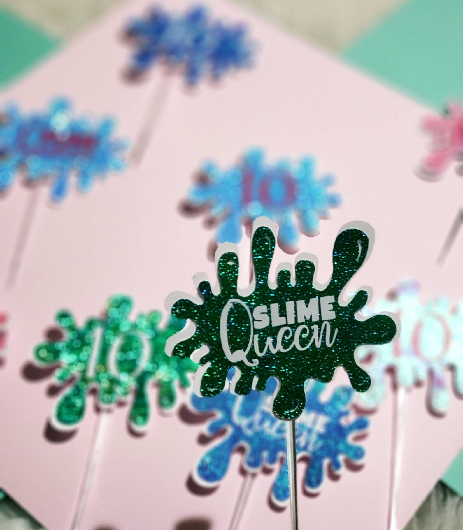 12 Slime Cupcake Toppers Slime Queen Party Slime Party - Etsy