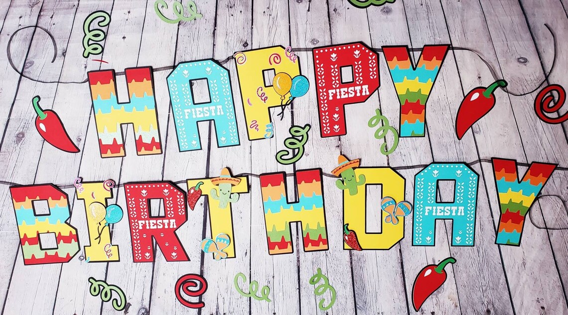 Fiesta Birthday Banner Fiesta Party Mexican Banner Papel - Etsy
