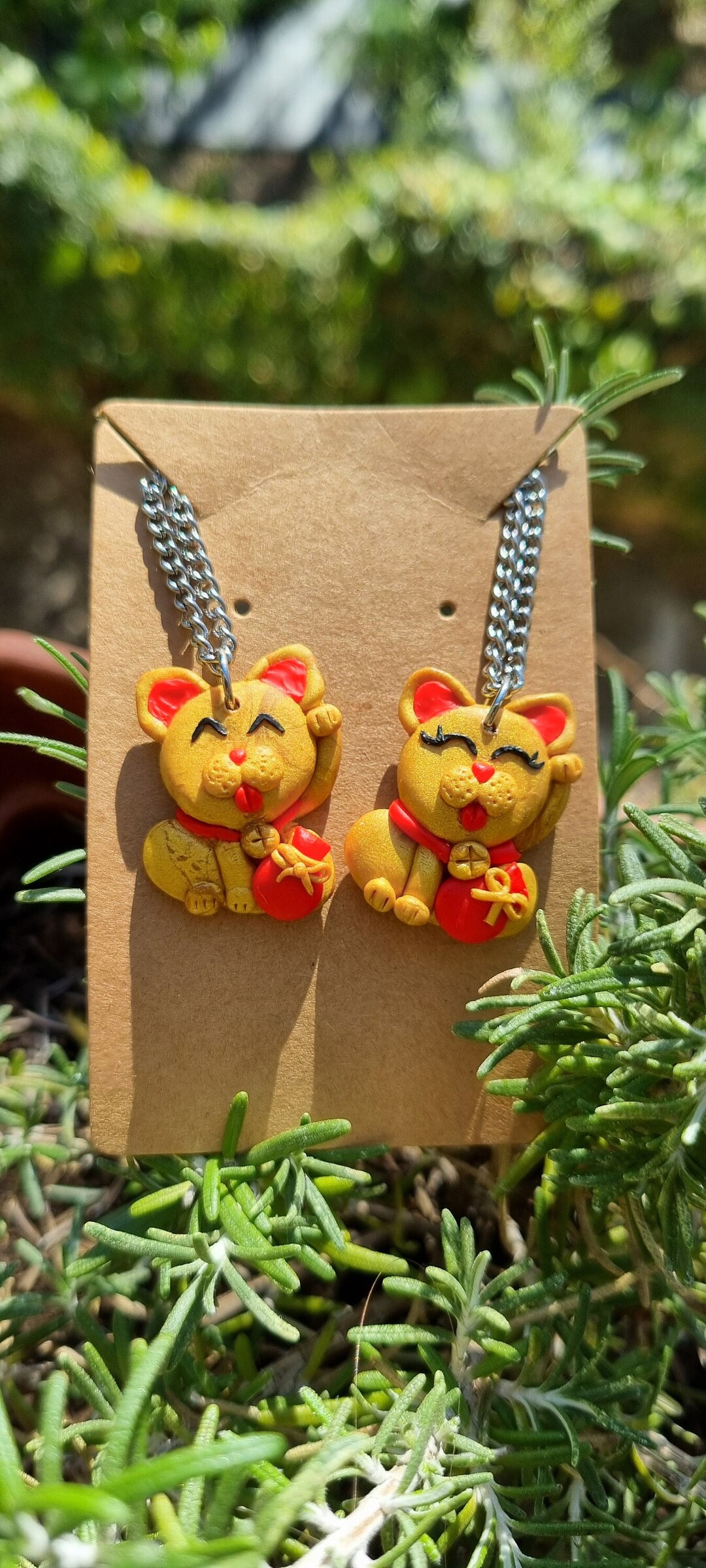 2 Friendship Necklaces Attract Fortune Maneki Neko, Lucky Cat to Share ...