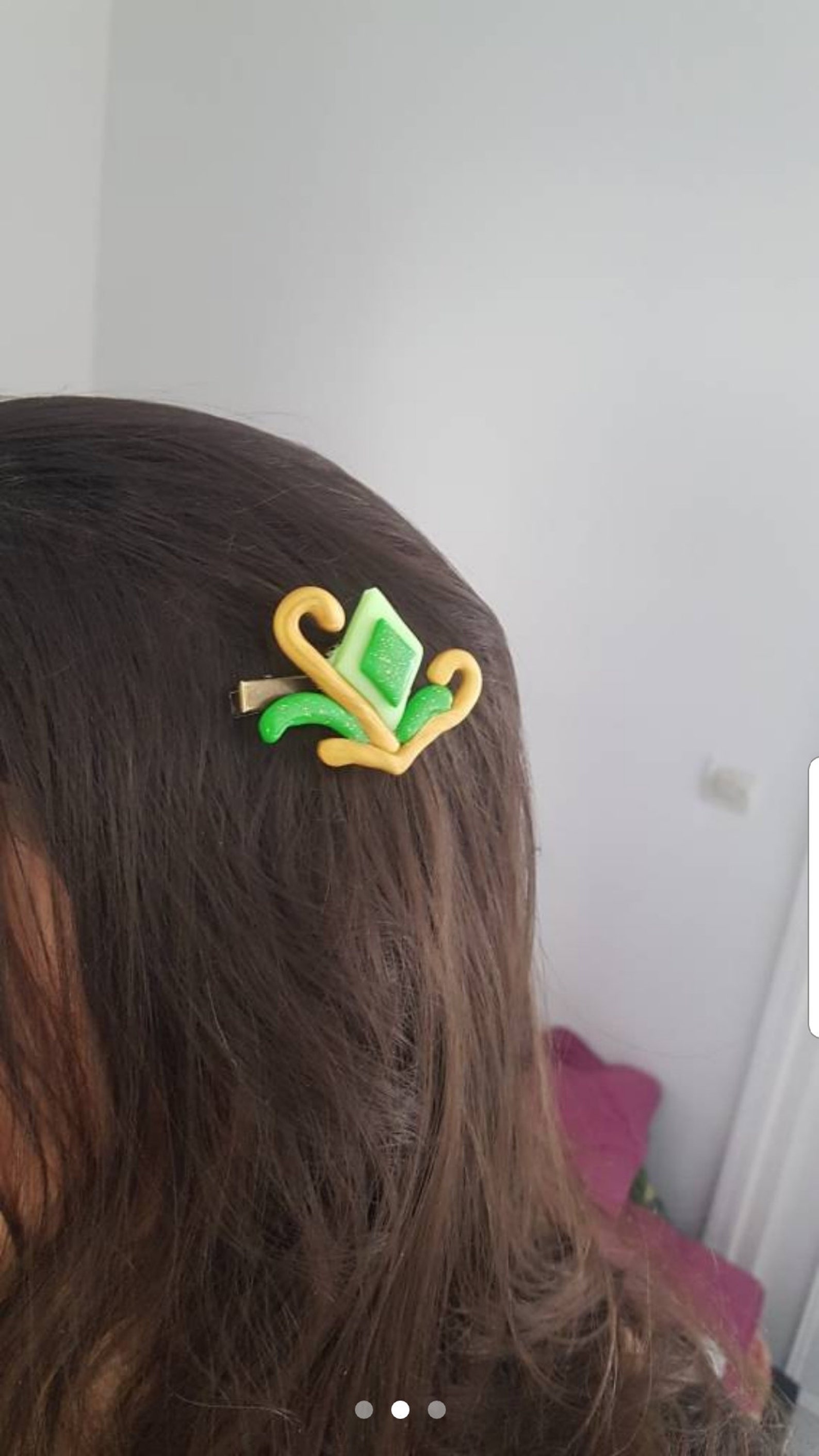 Hair Clip Lyna Green & Gold Glitter Magic Fimo Polymer | Etsy