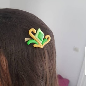 Hair Clip Lyna, Green & Gold, Glitter, Magic, Fimo, Polymer Clay ...