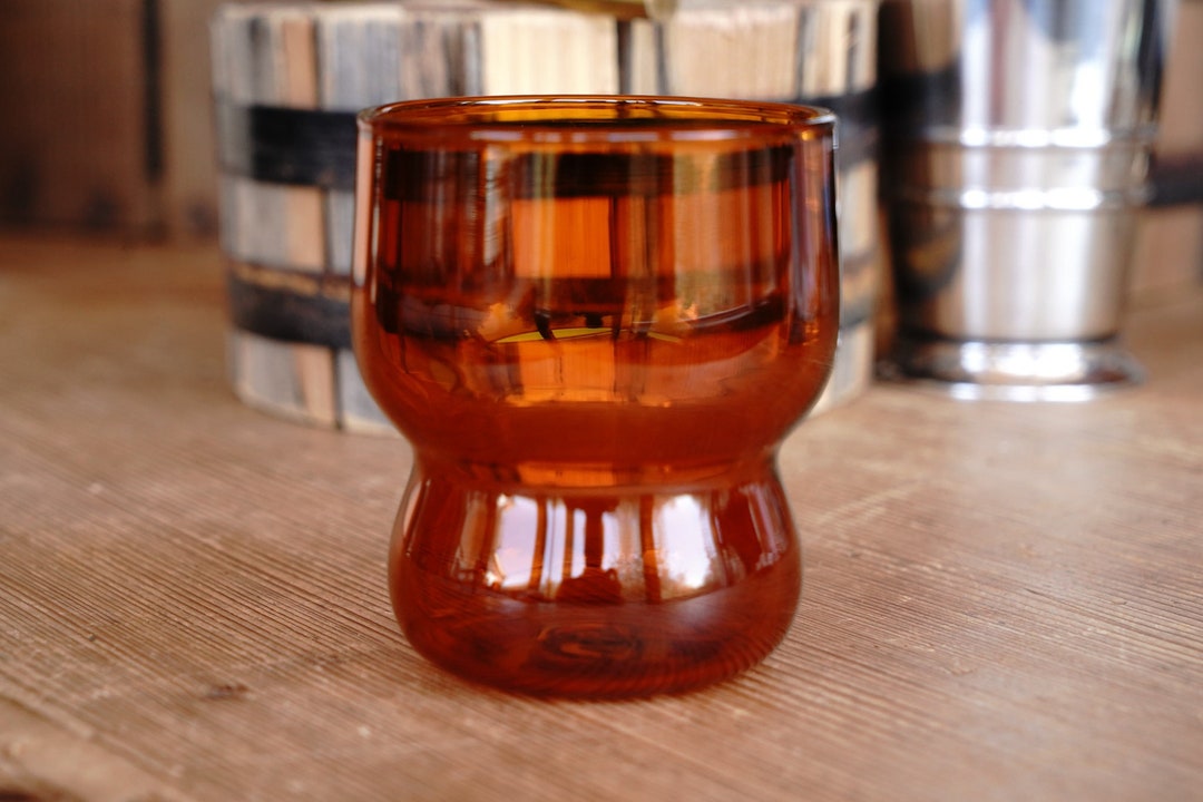 Retro Amber Double Bubble Glass Cup | Vintage Shape - Etsy