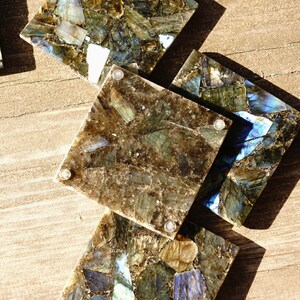 Square Labradorite Coasters - Etsy
