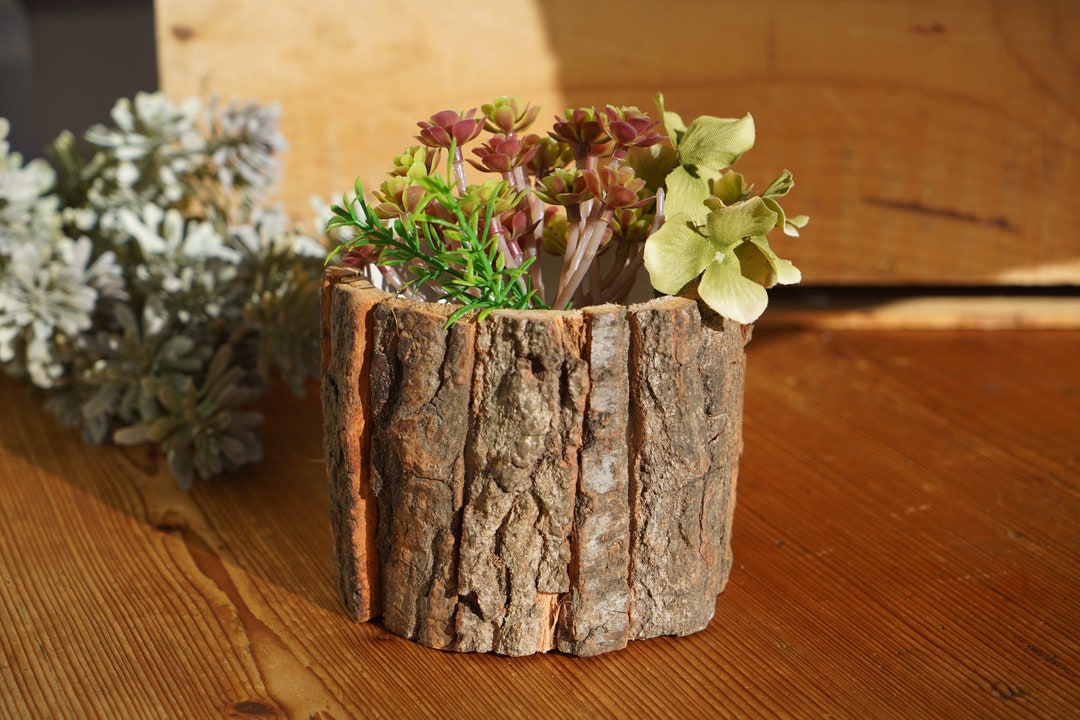 Wood Bark Planter Decor | Decorative Divider - Etsy