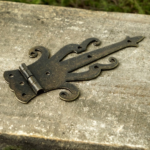 6 Medieval Bronze Finish Strap Hinges for Cabinets - Etsy