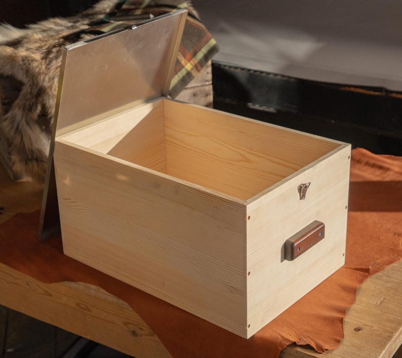 Heavy Duty Wood Storage Bankers Box With Latching Stainless Steel Lid ...