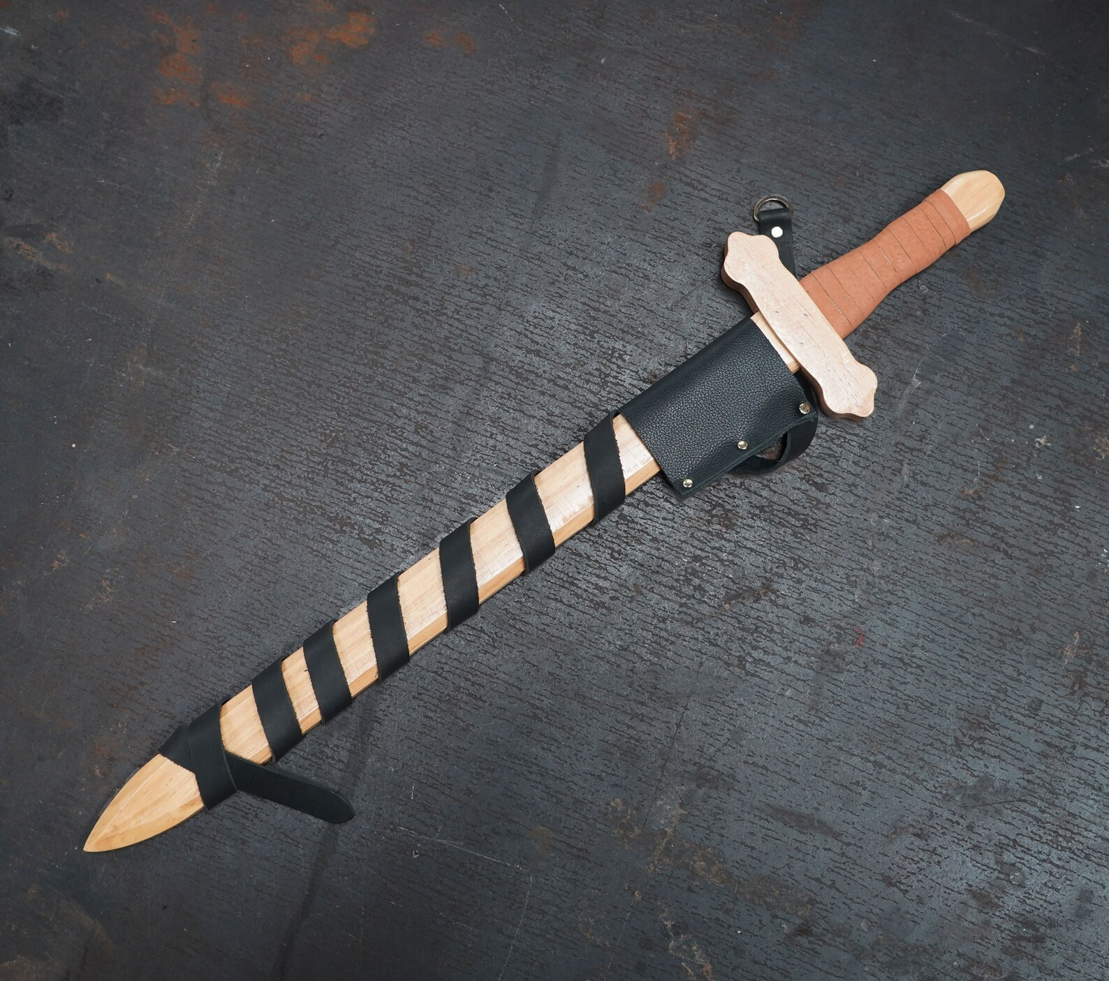 Sturdy Pinewood Sword With Handle Wrap and Belt/Sheath | Etsy