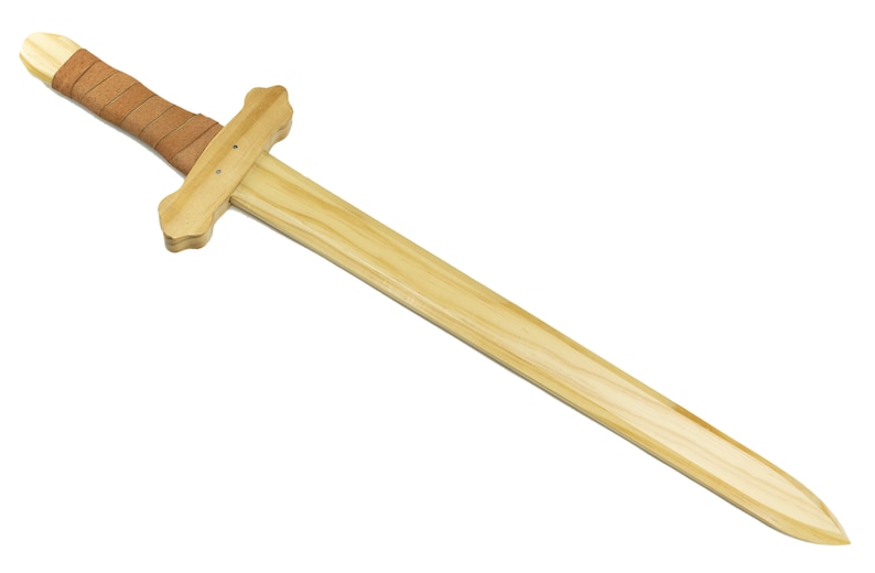 Sturdy Wooden Sword with Leather Wrapped Handle | Etsy