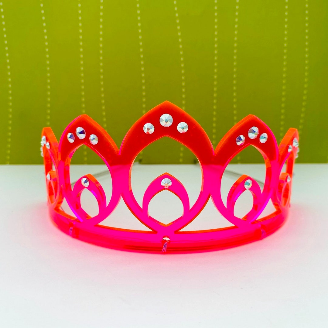 Hot Pink Flame Tiara With Crystal Bling, Free Shipping - Etsy