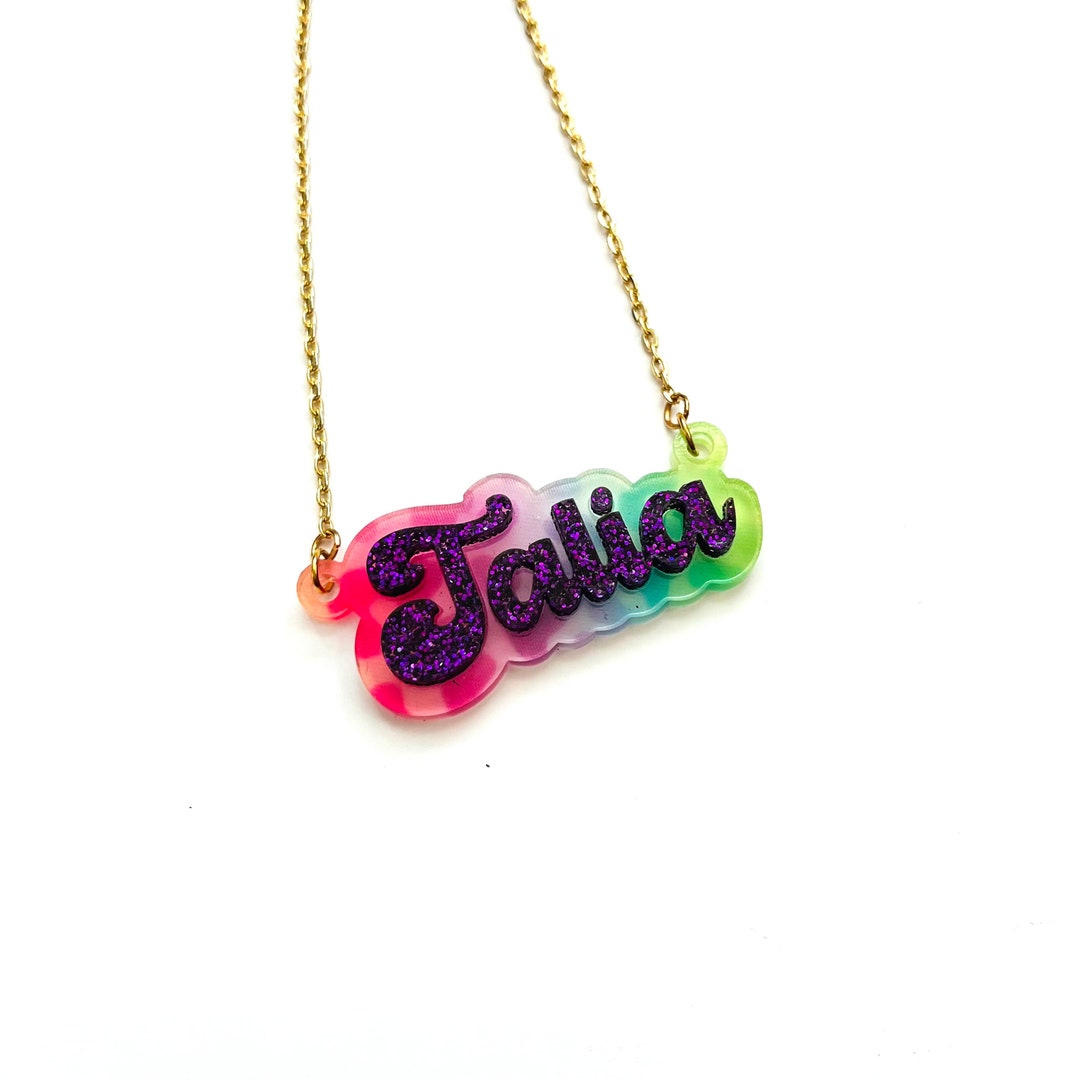 Your Name Necklace, Nickname, 2-layers, Small Size, Acrylic Choices ...