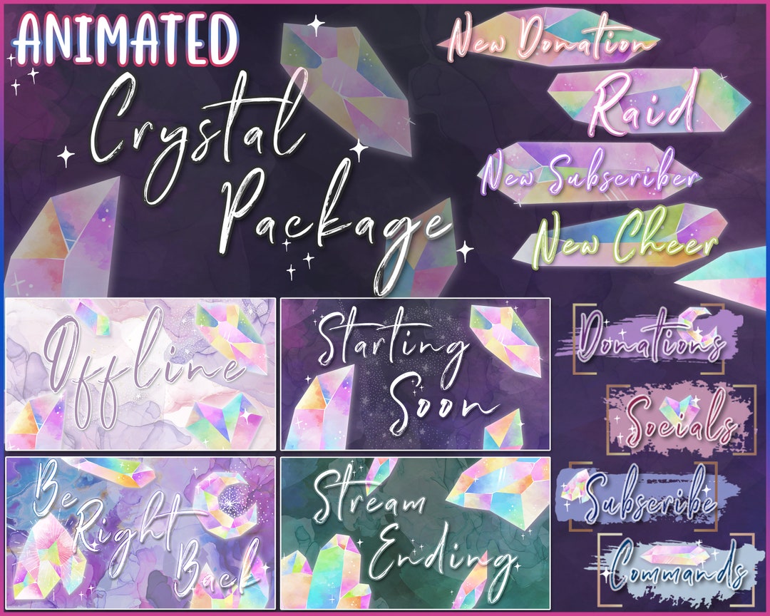 ANIMATED Crystal Twitch PACKAGE Version 2 Streamer Scenes, Panels ...