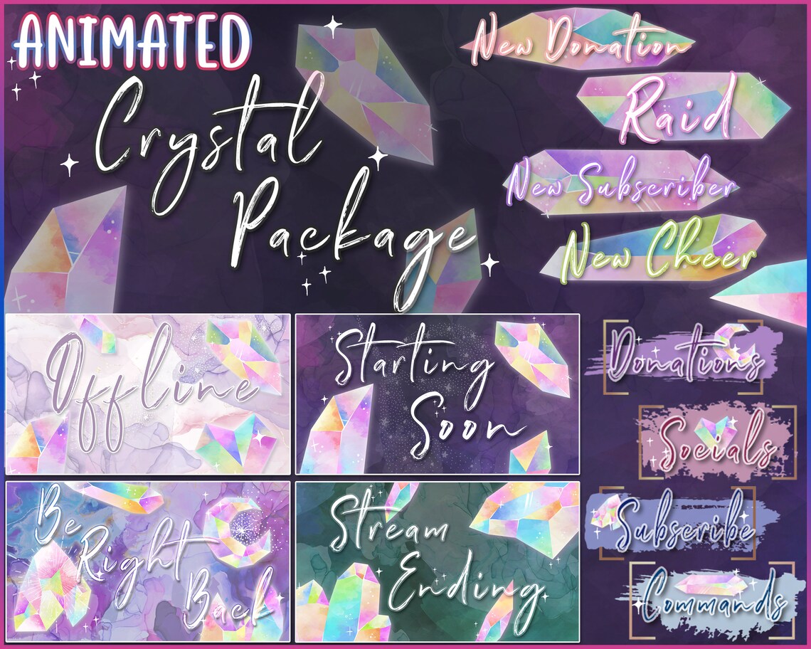 ANIMATED Crystal Twitch PACKAGE Version 2 Streamer Scenes | Etsy