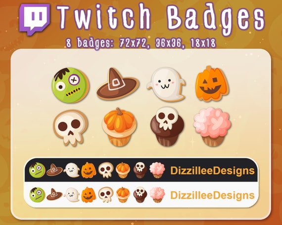 Digital Twitch halloween sub bit badges Halloween muffin badges for ...