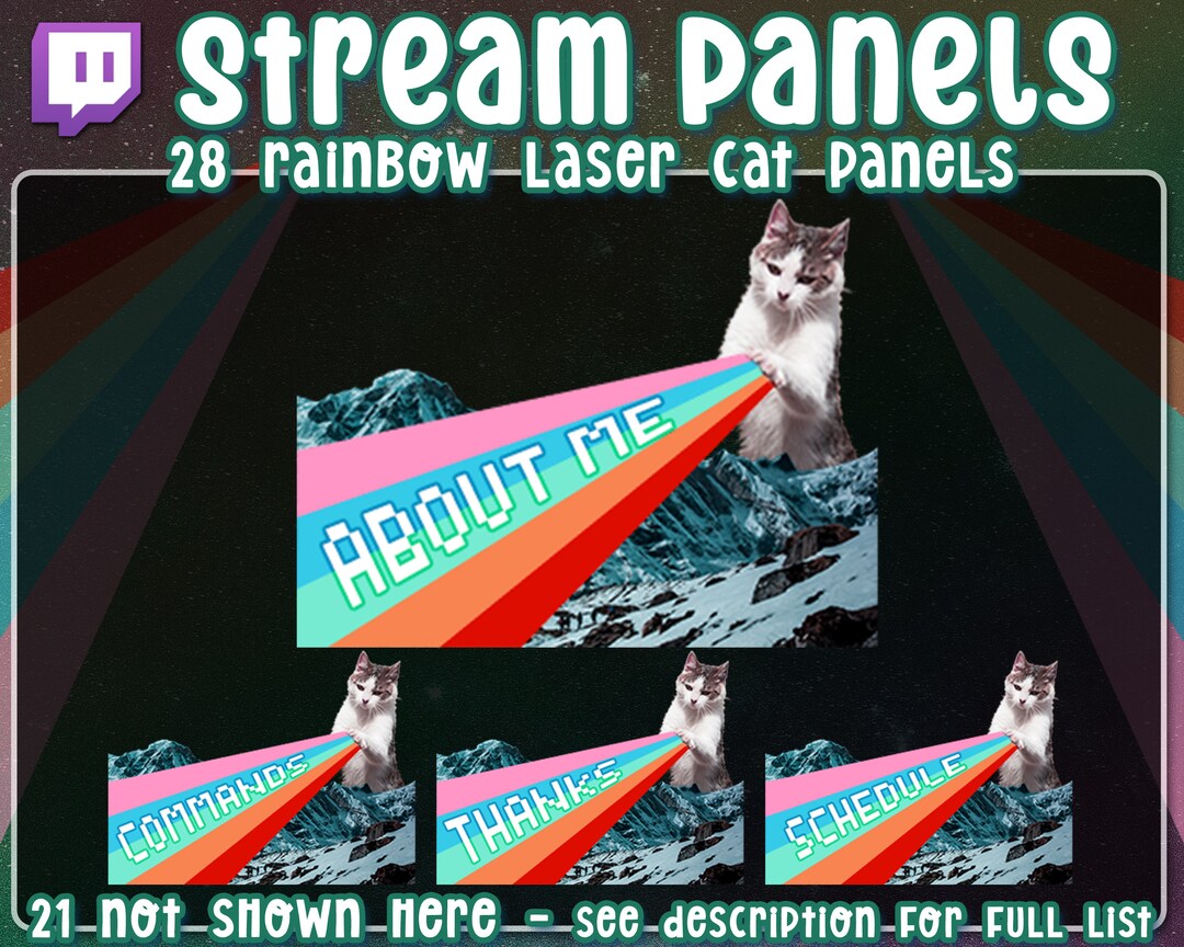 Rainbow Laser Cat PANEL SET 28 Twitch Streamer Panels Cat Twitch Panels ...
