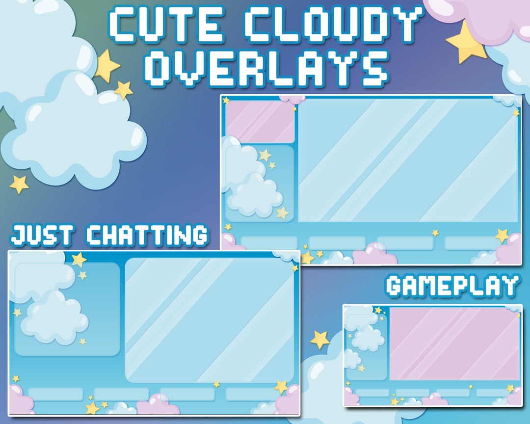 Cute Cloudy Overlays Twitch Streamer Overlays & Scenes Clouds Sky Girly ...