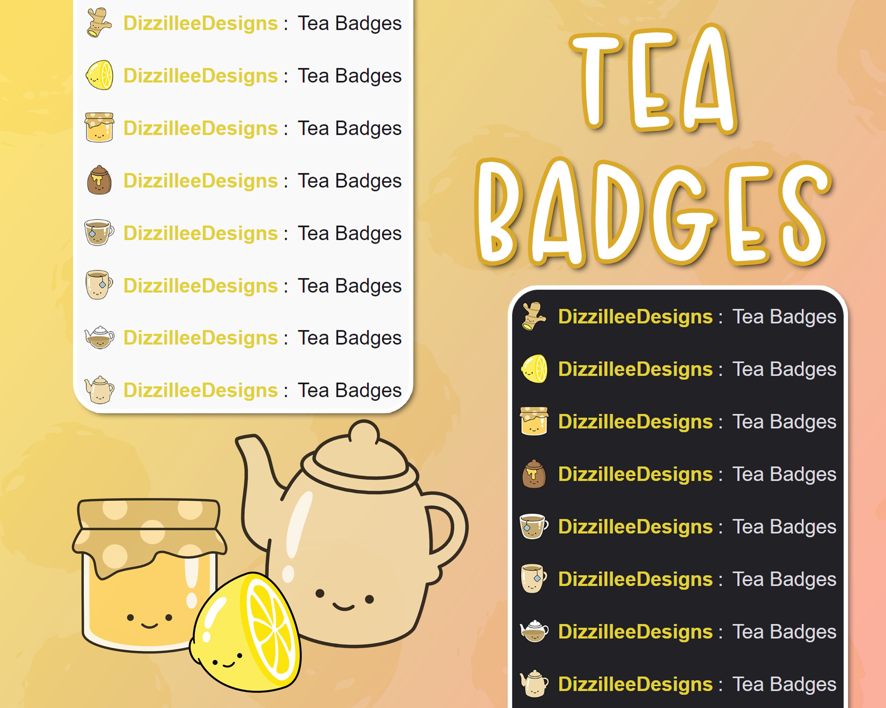 Tea Twitch Badges Hot Tea Twitch Sub Badges Ginger Twitch - Etsy