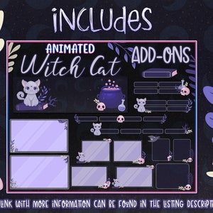 ENTIRE ANIMATED Witch Cat Theme Set Twitch Streamer Bundle Moon Cat ...