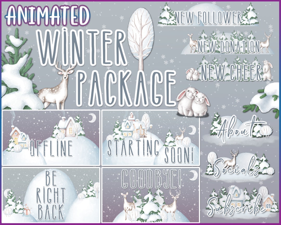 ANIMATED Winter Twitch PACKAGE Streamer Scenes, Panels & Alerts ...