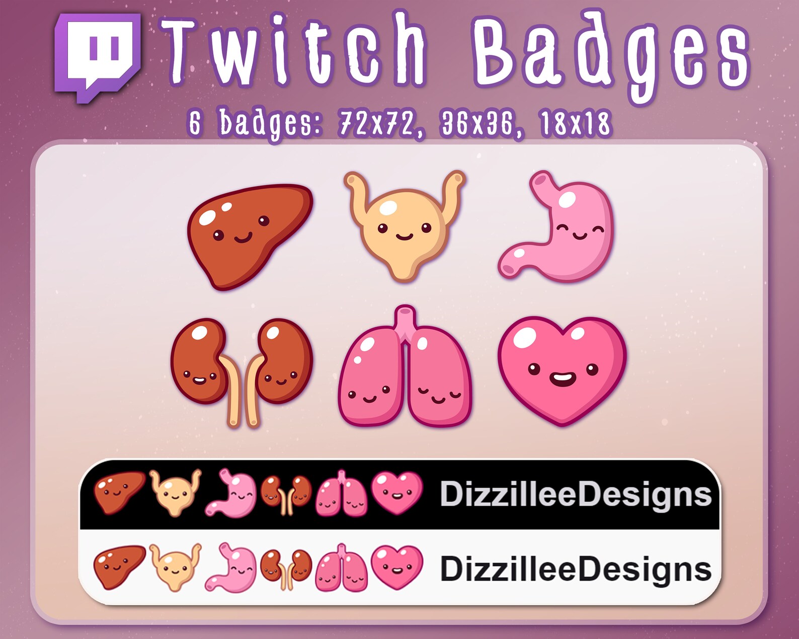 Organ Twitch Badges Anatomy Twitch Sub Badges Doctor - Etsy