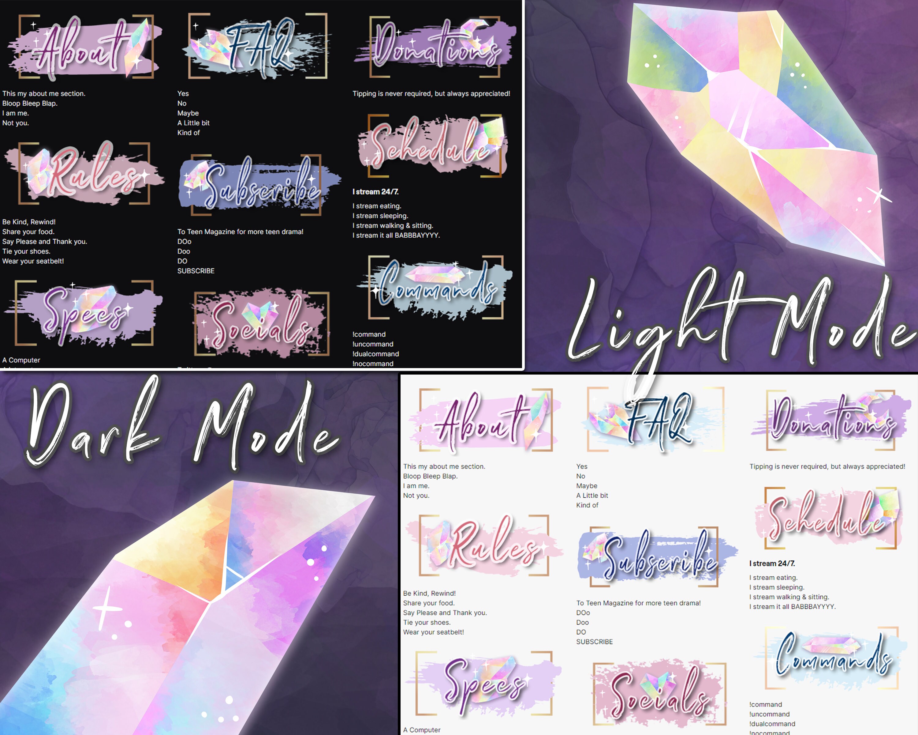 Crystal Twitch PACKAGE Version 2 Streamer Scenes Panels & | Etsy