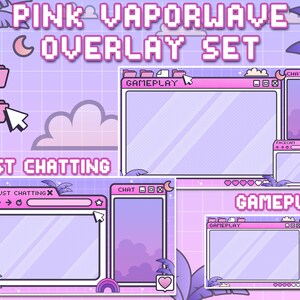 9pc Pink Vaporwave Overlay Set Twitch Streamer Overlays | Etsy