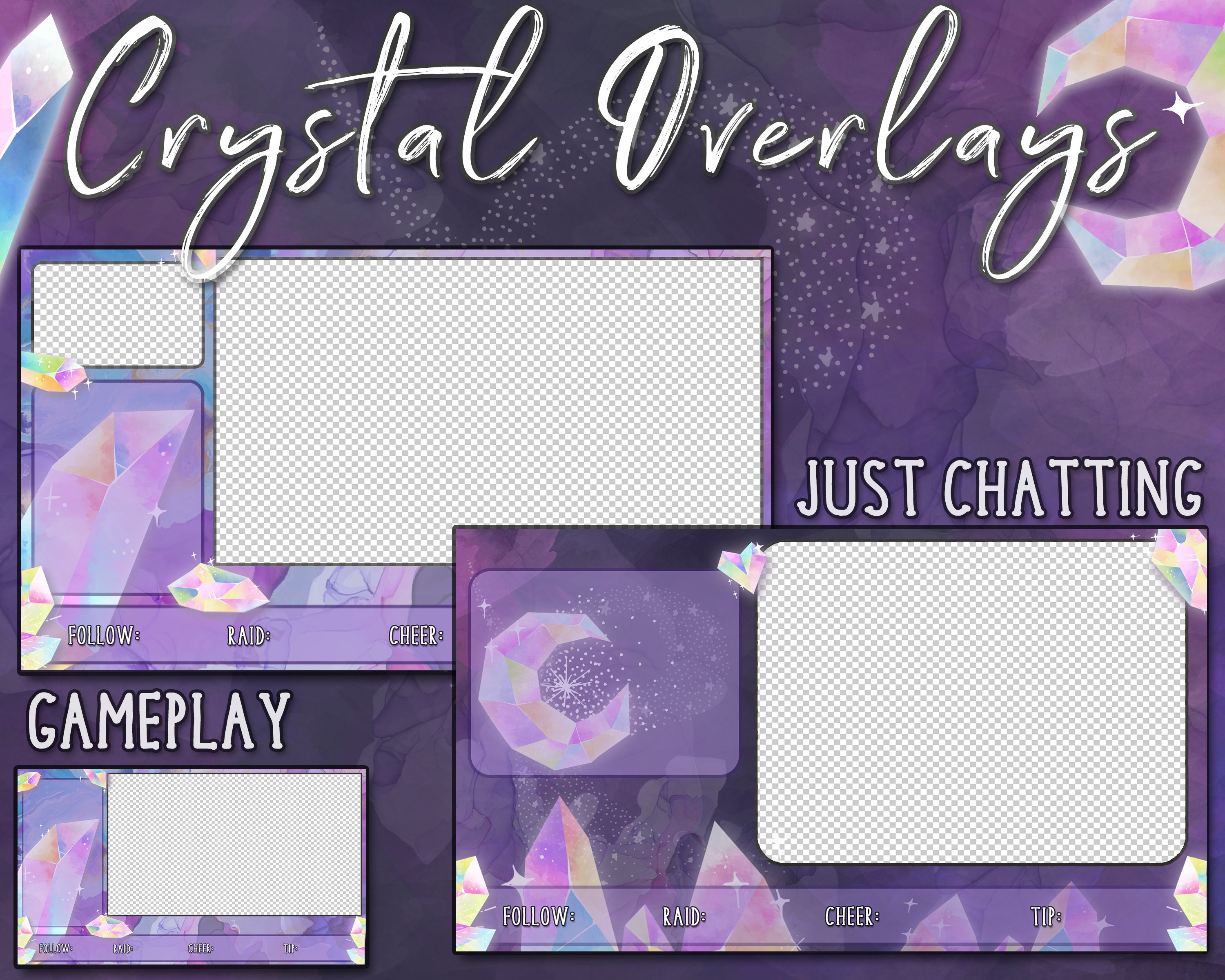 Crystal Overlays Twitch Streamer Overlays & Scenes Rainbow | Etsy