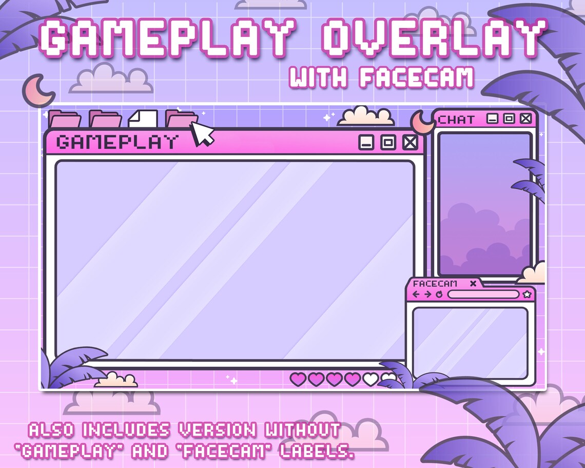 9pc Pink Vaporwave Overlay Set Twitch Streamer Overlays | Etsy