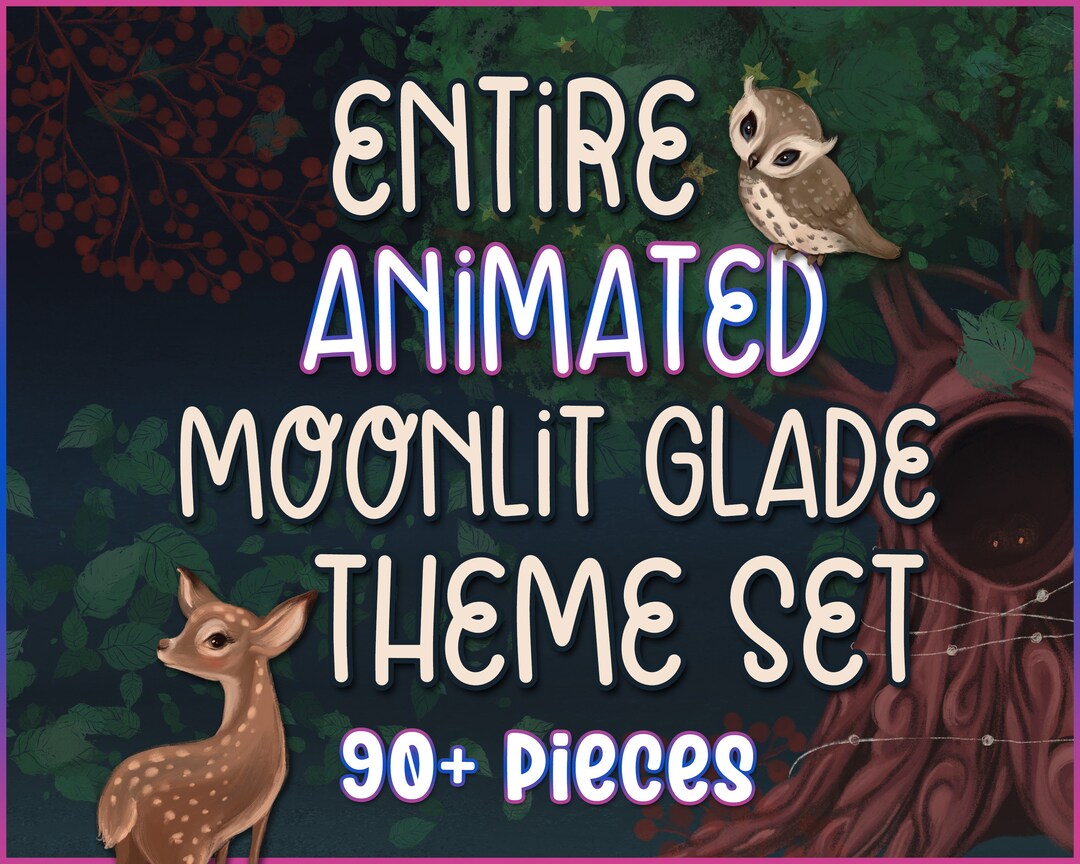 ENTIRE ANIMATED Moonlit Glade Theme Set Streamer Twitch Bundle Magic Fox Deer Forest Magical ...