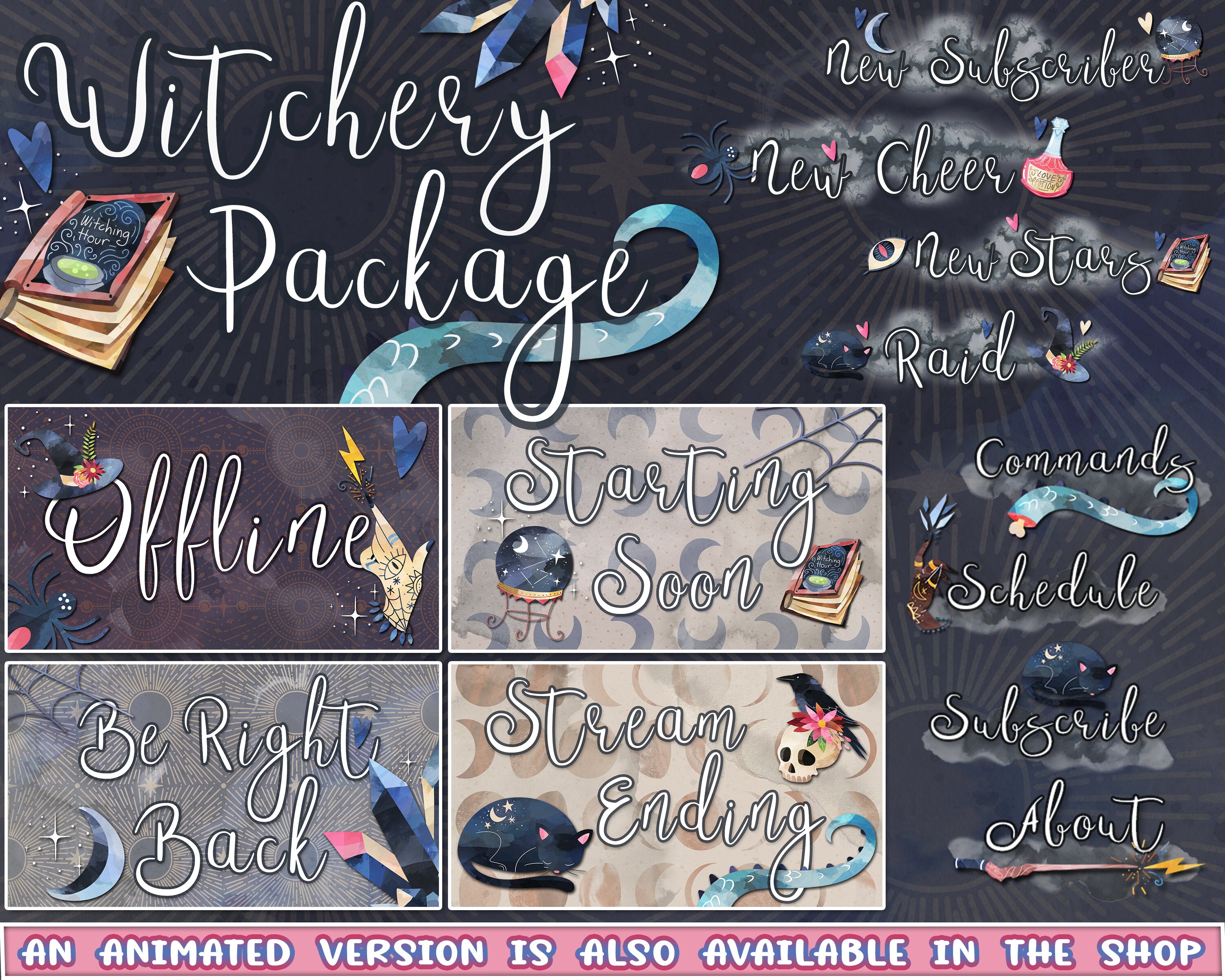 Witchery Twitch PACKAGE Streamer Scenes Panels & Alerts | Etsy