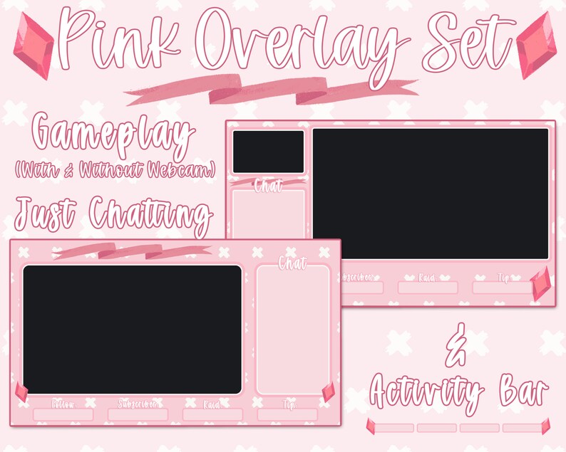 Cute Pink Overlay Set Twitch Streamer Overlays & Scenes - Etsy