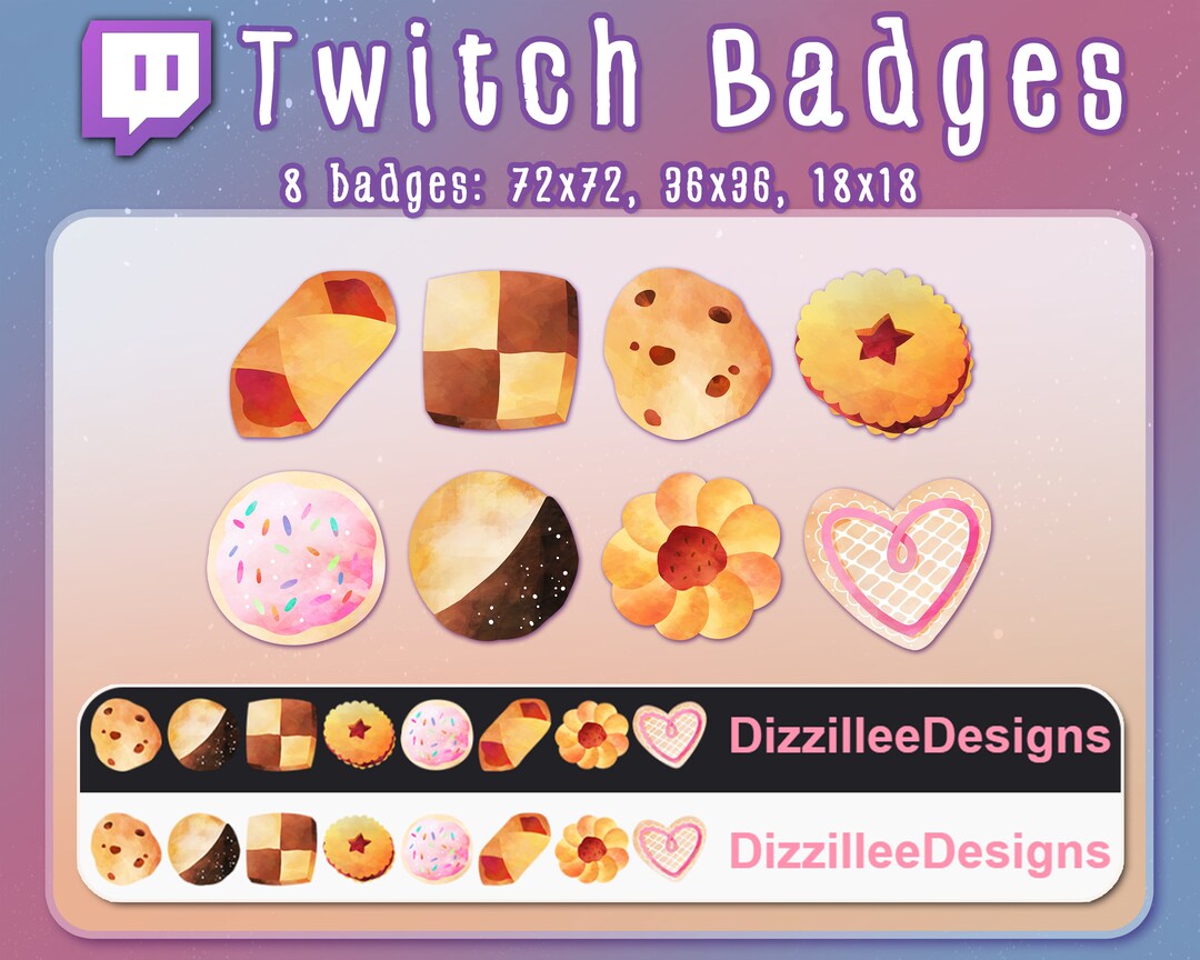 Cookie SUBSCRIBER BADGES Twitch Streamer Loyalty Badges - Etsy