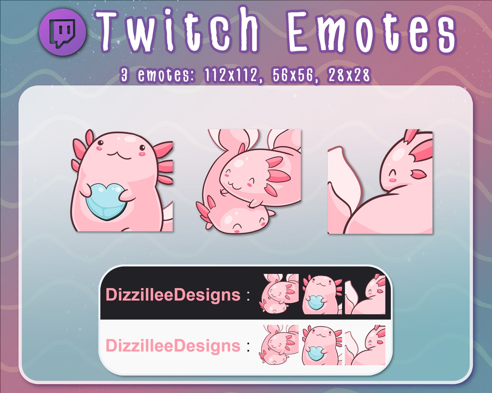 Axolotl Twitch Emotes / Puntos de Canal / Streamer Emote / | Etsy