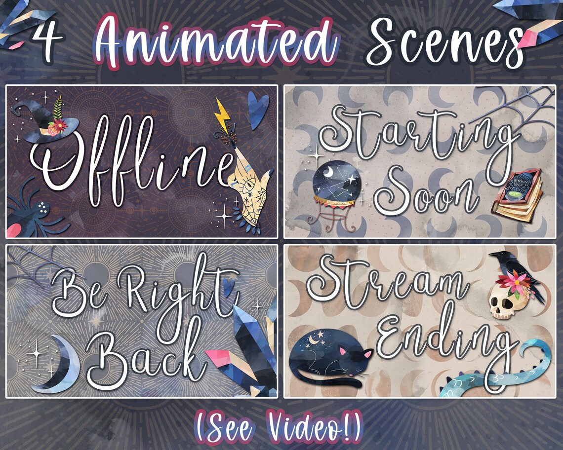ANIMATED Witchery Twitch PACKAGE Streamer Scenes Panels & - Etsy