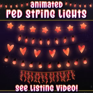 Red Animated String Lights Twitch Streamer Overlays Animated Valentines ...
