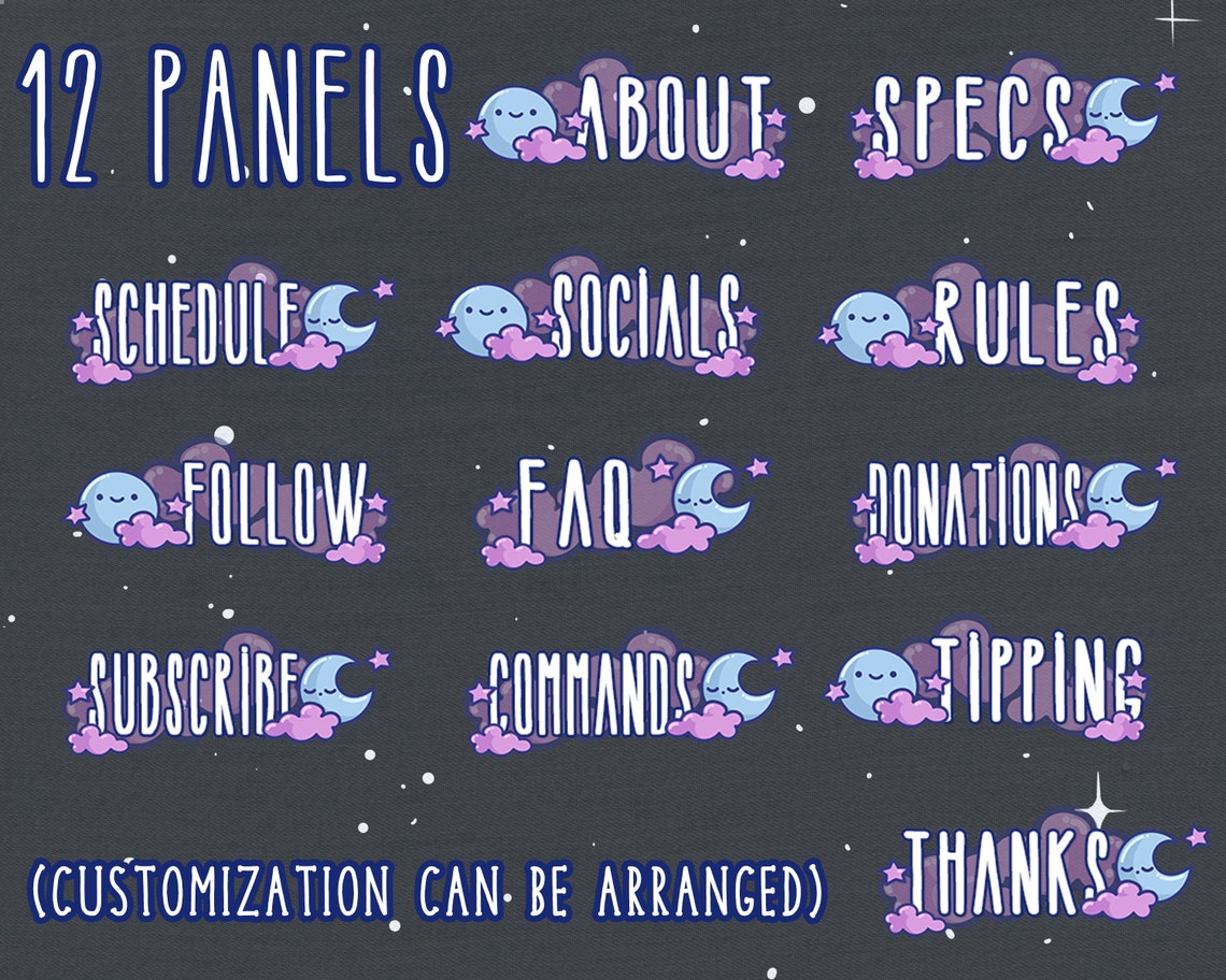 Cloudy Night Twitch PACKAGE Streamer Scenes Panels Clouds | Etsy