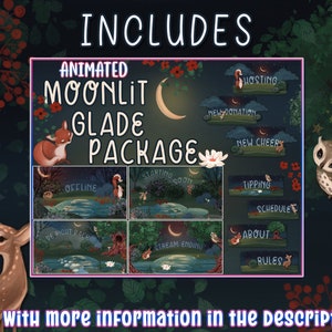 ENTIRE ANIMATED Moonlit Glade Theme Set Streamer Twitch Bundle Magic Fox Deer Forest Magical ...