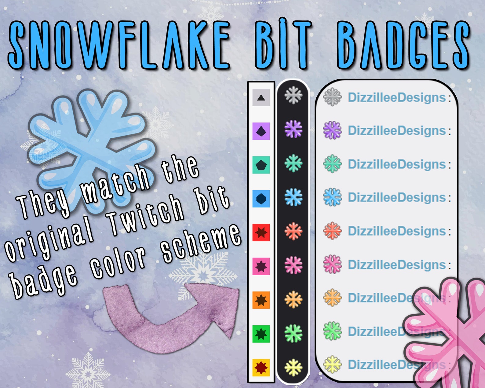 Snowflake Twitch Badges Twitch Bit Badges Twitch Cheer | Etsy