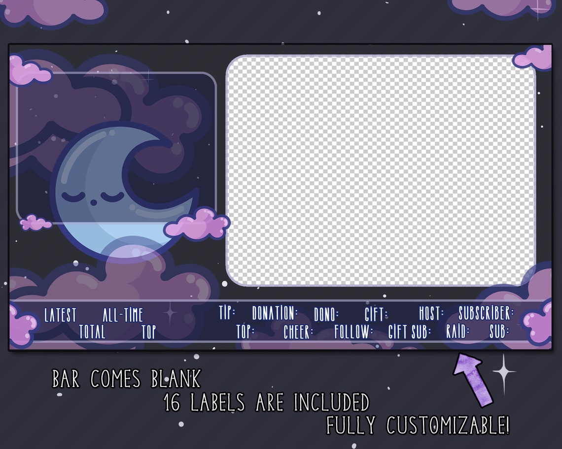 ANIMATED Cloudy Night Overlays Twitch Streamer Overlays & - Etsy
